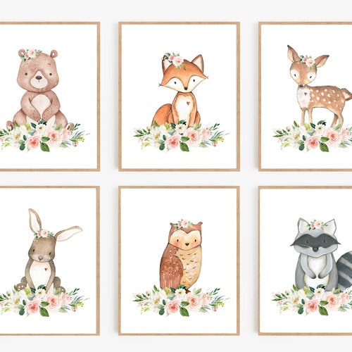 Boho Blush Woodland Animal Set / Printable Nursery Art / Baby - Etsy