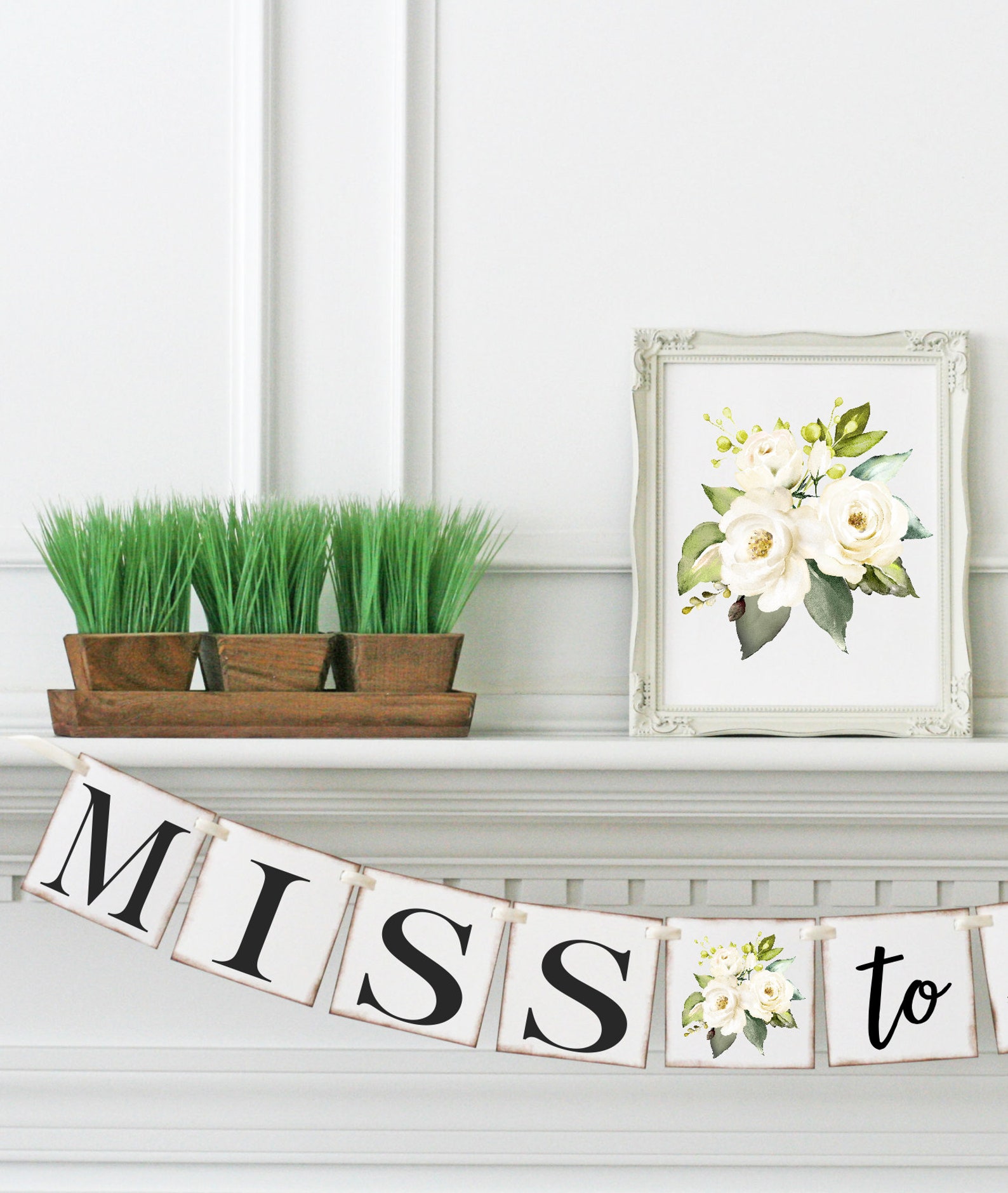 Cream Flowers Miss to Mrs Banner Bridal Shower Banner - Etsy