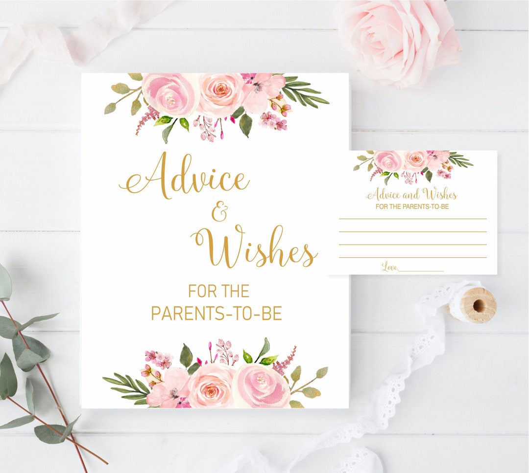 Advice and Wishes for Parents to Be Sign & Cards Pink Gold - Etsy