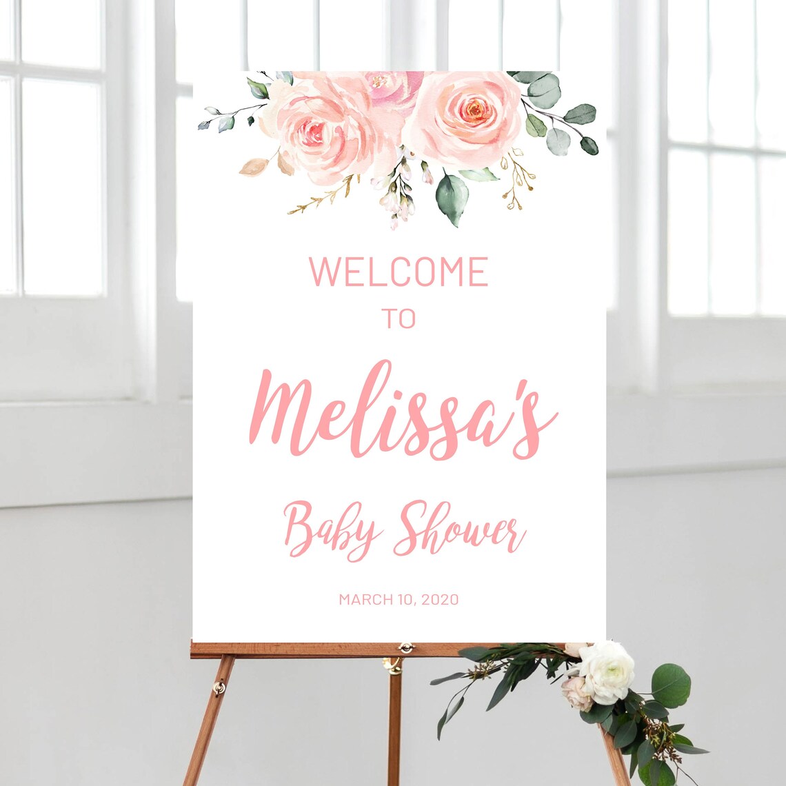 Boho Welcome Baby Shower Sign Pink Baby Shower Decoration - Etsy