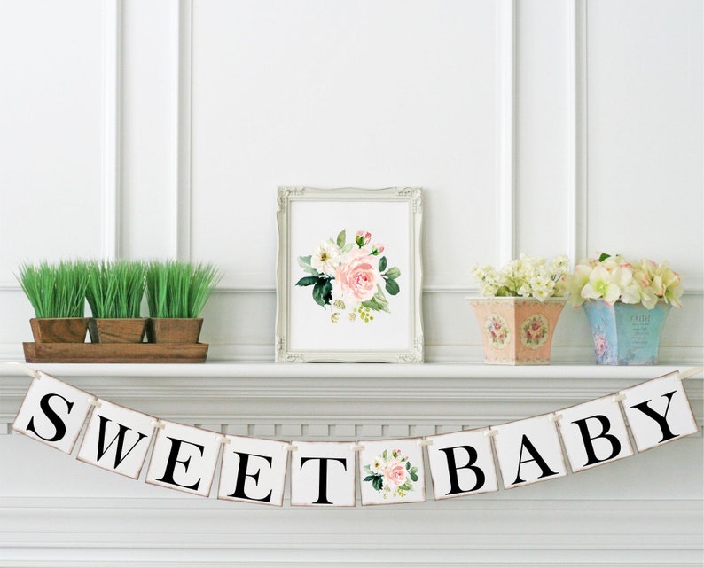 Bohemian Baby Shower Banner Sweet Baby Sign Pink Floral Baby - Etsy