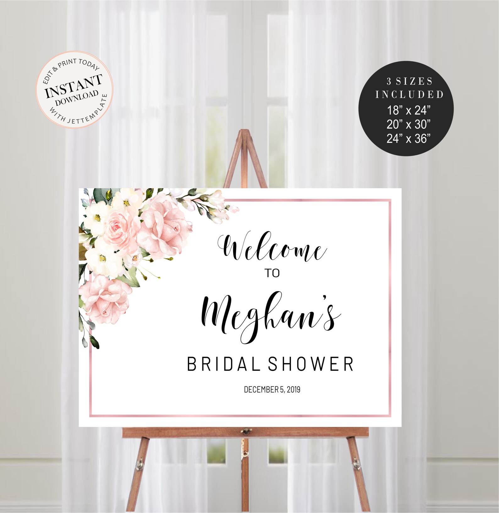 Rose Gold Bridal Shower Welcome Sign Landscape Welcome - Etsy
