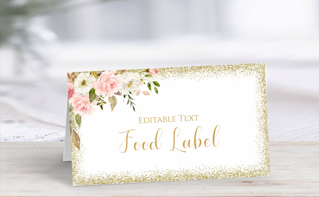 Editable Food Labels Gold Glitter Label Cards Editable Place - Etsy
