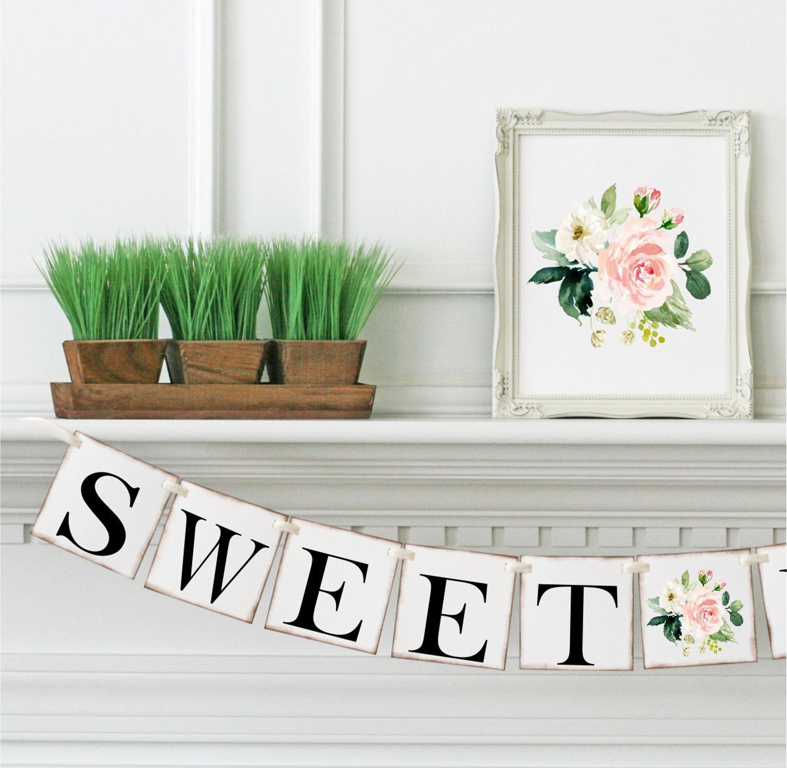Bohemian Baby Shower Banner Sweet Baby Sign Pink Floral Baby - Etsy