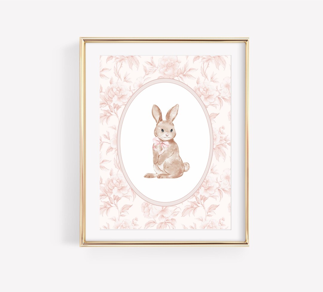 Vintage Bunny Wall Art, Girl Nursery Decor, Bunny Nursery Poster ...