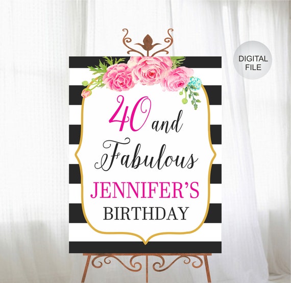 Items Similar To Birthday Sign 40th Birthday Sign 40th And Fabulous