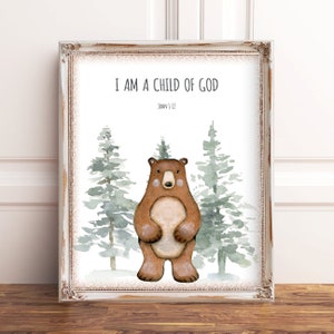 Woodland Bible Verse Wall Art, Christian Nursery Decor, Forest Nursery ...