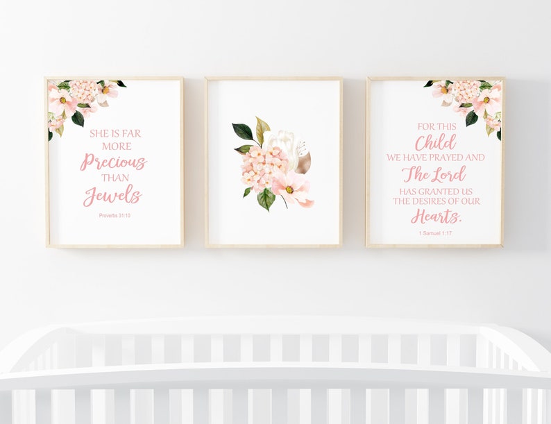 Nursery Set of 3 Prints Wall Art Bible Verses Nursery Art - Etsy