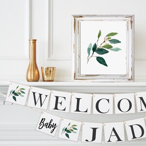 Welcome Baby Shower Banner Greenery Baby Shower Decoration - Etsy