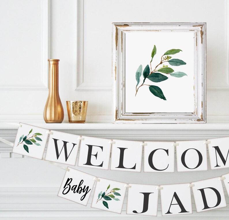 Welcome Baby Shower Banner Greenery Baby Shower Decoration - Etsy