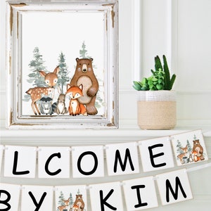 Woodland Welcome Baby Shower Banner Greenery Forest Animals - Etsy