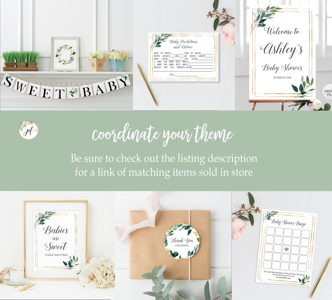 Welcome Baby Shower Banner Greenery Baby Shower Decoration | Etsy