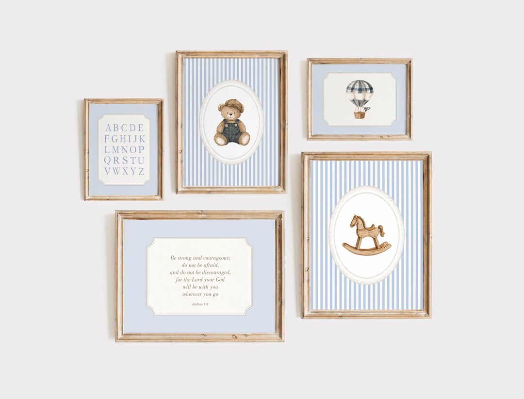 Christian Boy Nursery Art Set, Joshua 1:9 Be Strong and Courageous, Hot ...