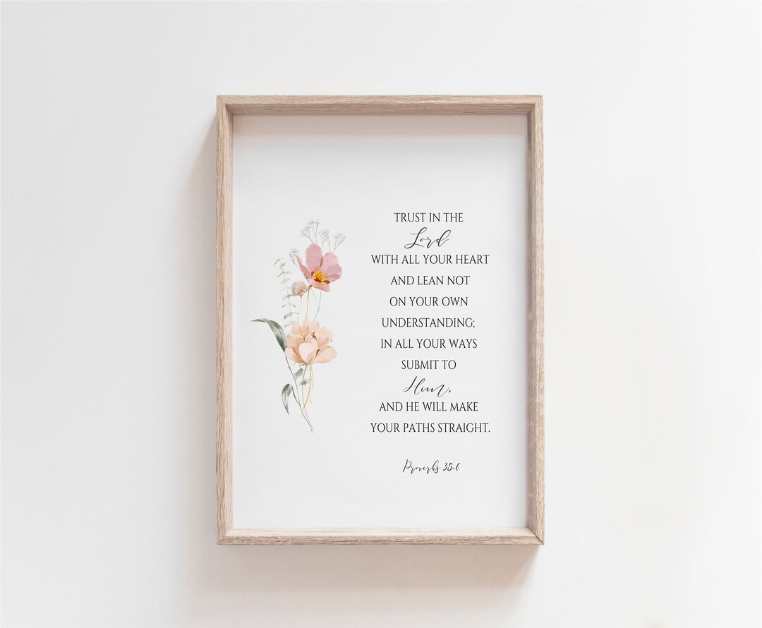 Proverbs 3:5-6 Bible Verse Wall Art, Trust in the Lord, Printable ...