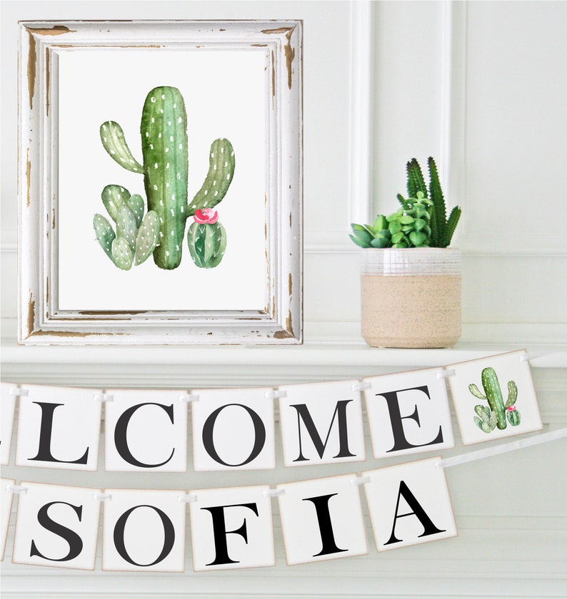 Welcome Baby Shower Banner Cactus Baby Shower Girl Name - Etsy