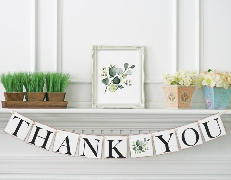 Greenery Thank You Banner Wedding Thank You Banner Thank You | Etsy