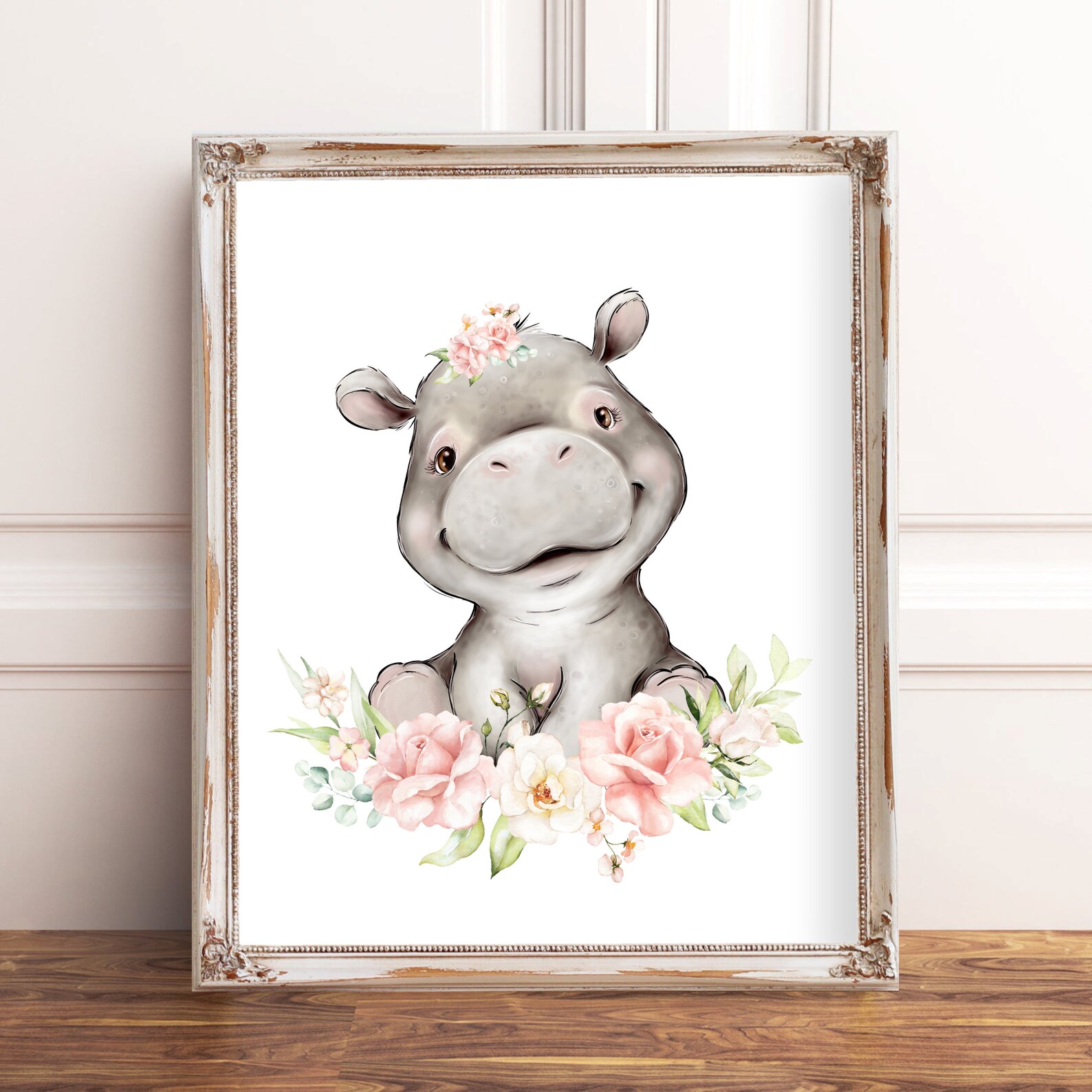 Blush Safari Nursery Decor Girl Nursery Wall Art Pink Floral | Etsy