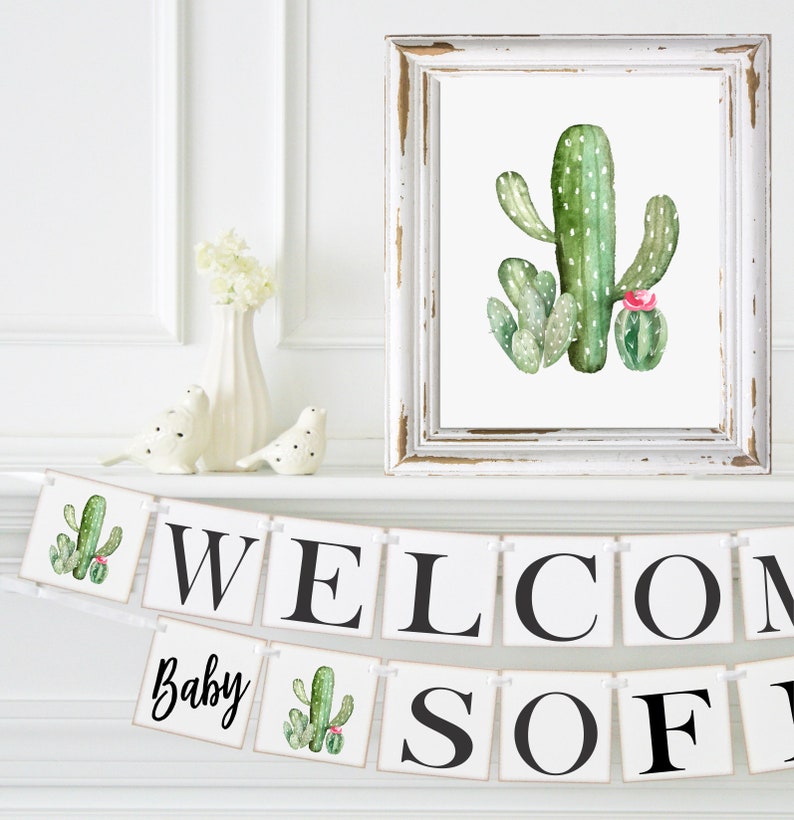 Welcome Baby Shower Banner Cactus Baby Shower Girl Name - Etsy