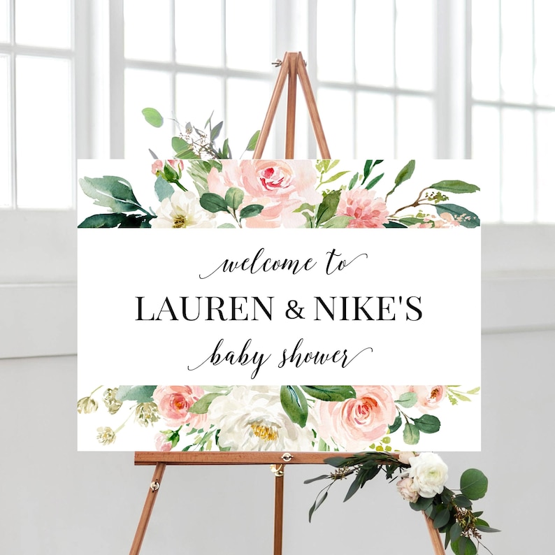 Bloom Baby Shower Welcome Sign Floral Baby Shower Decor - Etsy