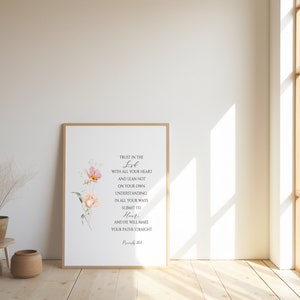 Proverbs 3:5-6 Bible Verse Wall Art, Trust in the Lord, Printable ...