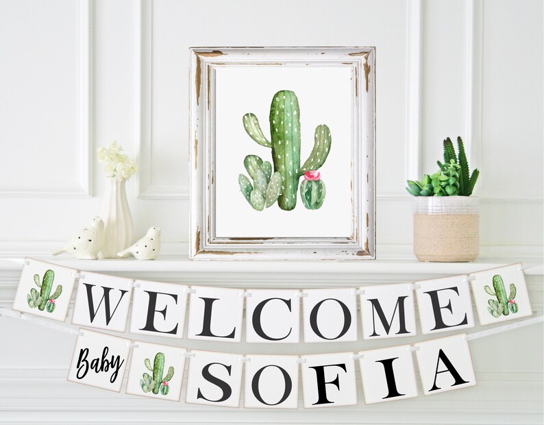Welcome Baby Shower Banner Cactus Baby Shower Girl Name - Etsy