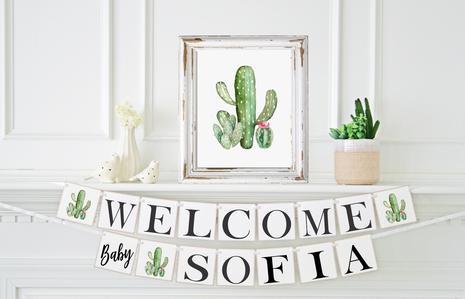 Welcome Baby Shower Banner Cactus Baby Shower Girl Name - Etsy