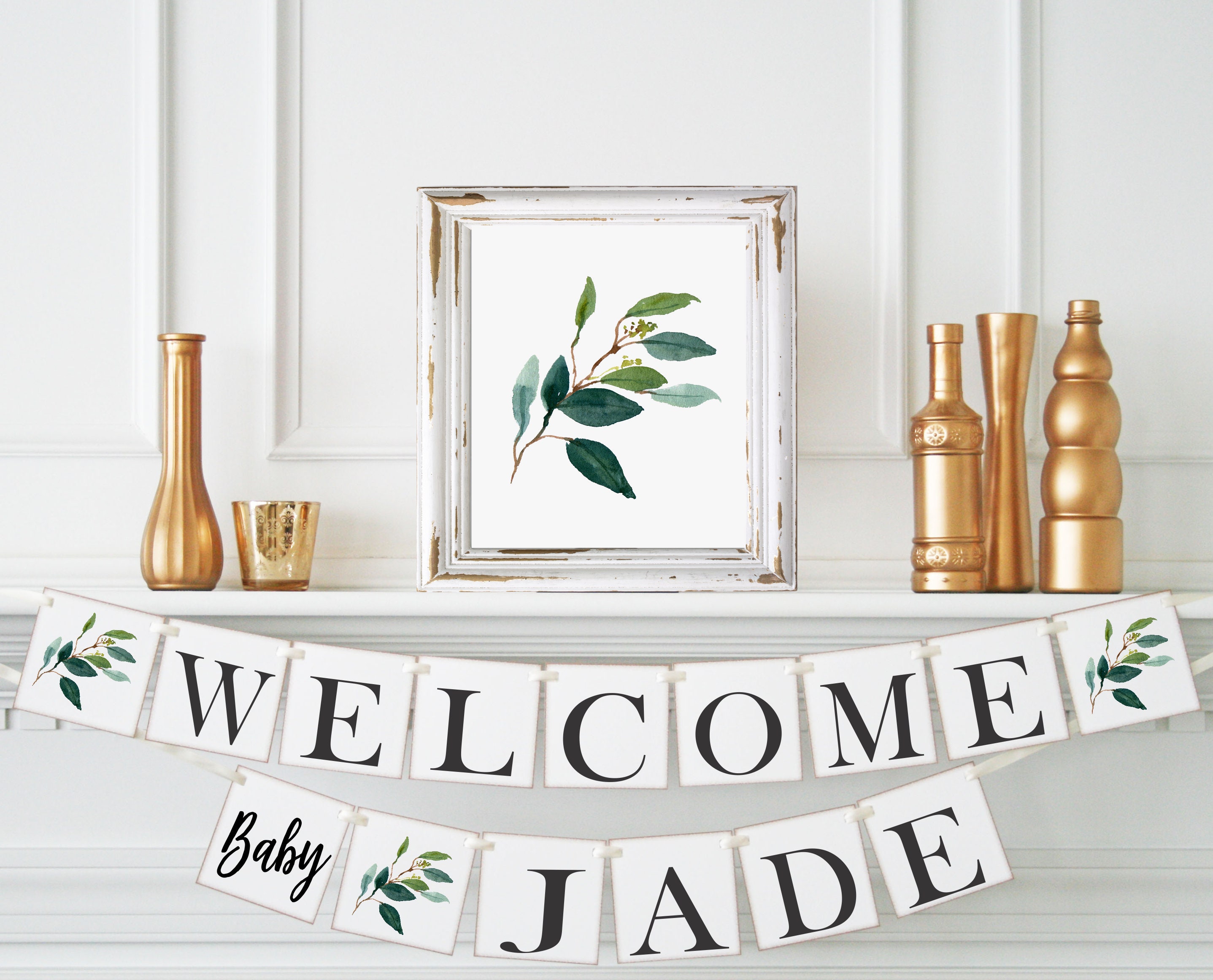 Welcome Baby Shower Banner Greenery Baby Shower Decoration | Etsy