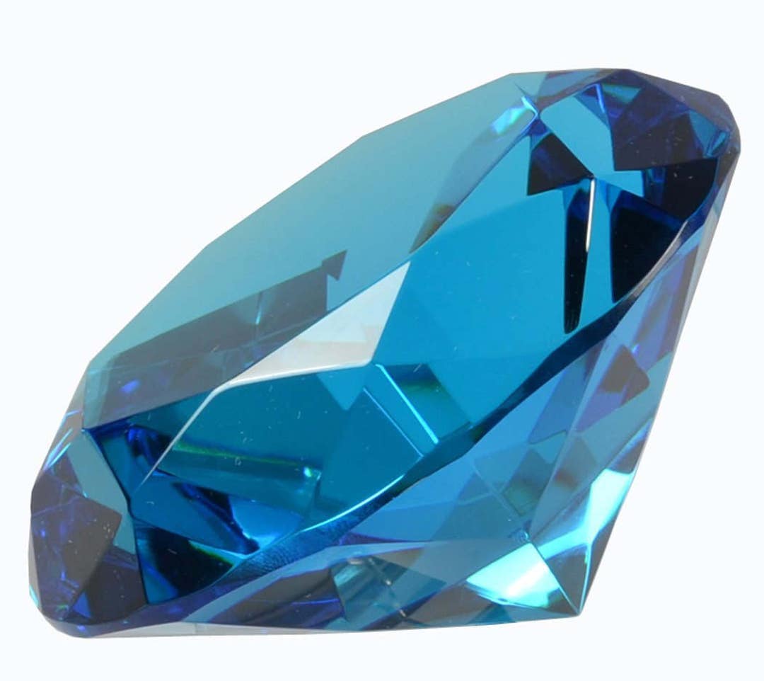 Turquoise Cut Glass Diamond Crystal 100 Mm, Elegant Sparkling Glass ...