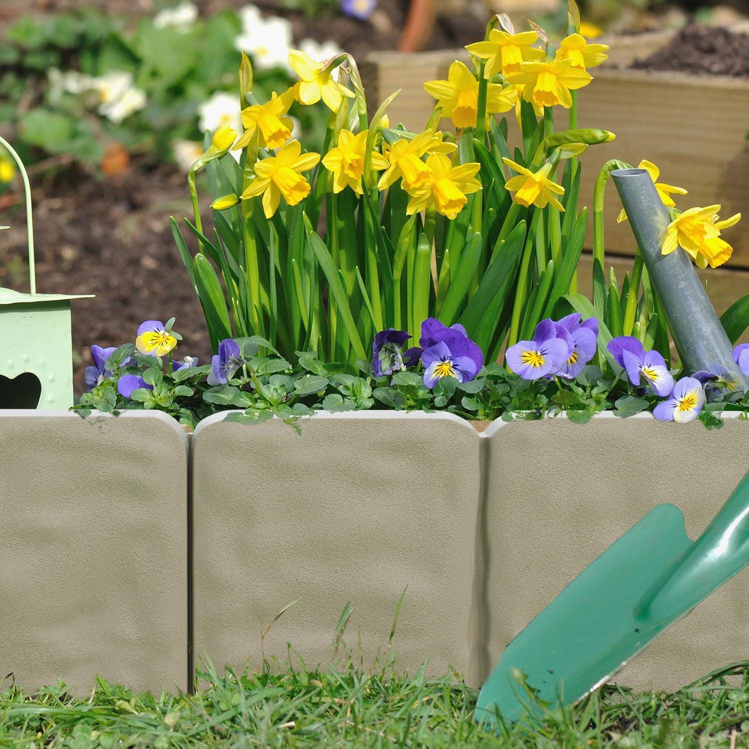 Interlocking Faux Stone Border Edging DIY, 10 Piece Garden Borders for ...