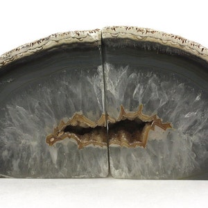 Pair of Small Natural Color 1lb - 3lbs of Polished Agate Geode Halves ...