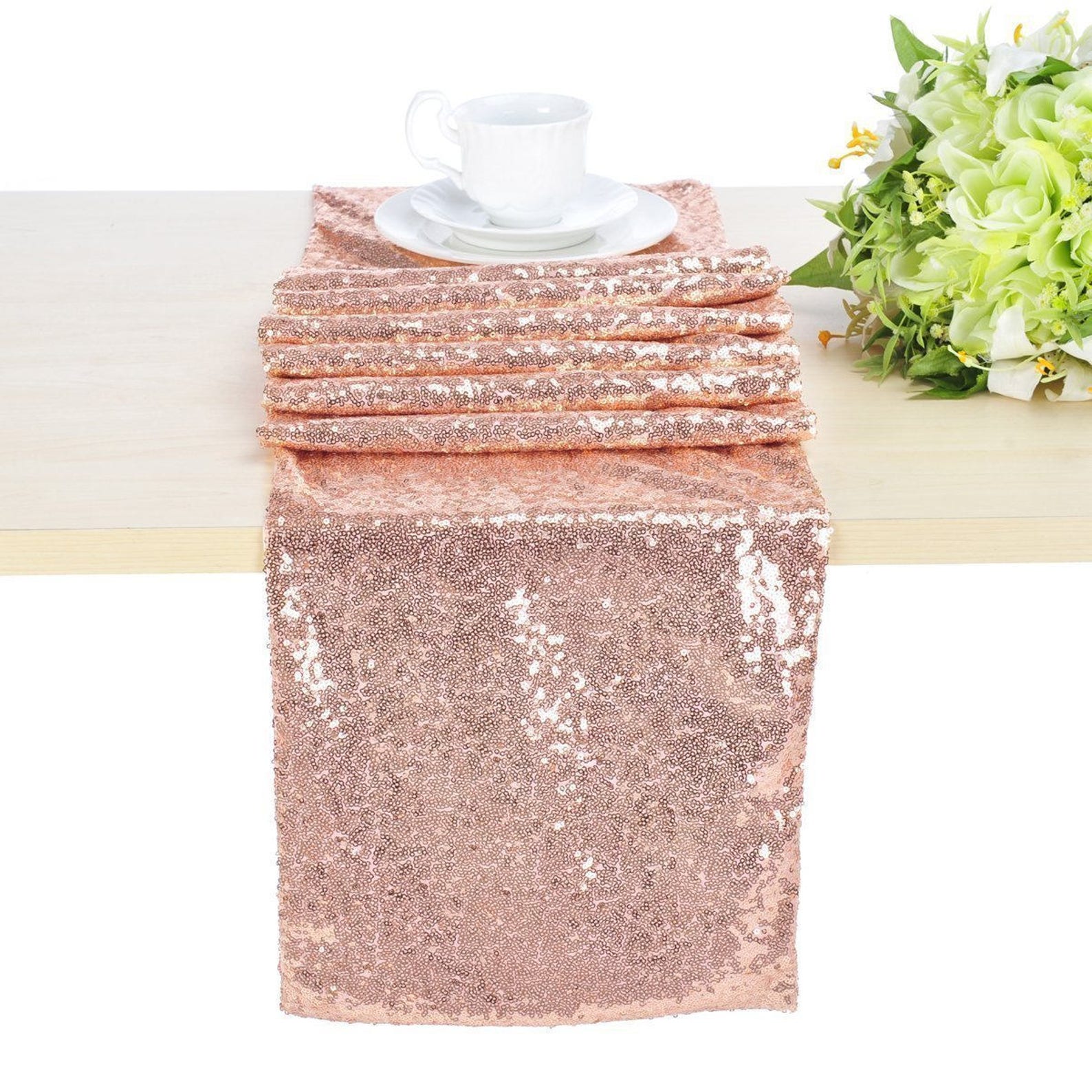 Rose Gold Sequin Wedding Table Runner for Crafting 12 by 108 - Etsy