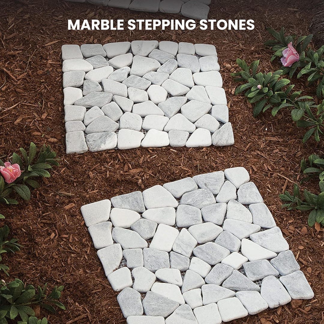 Square Marble Riverstone Stepping Stones 12 by 12” Garden Mats 3 Count ...
