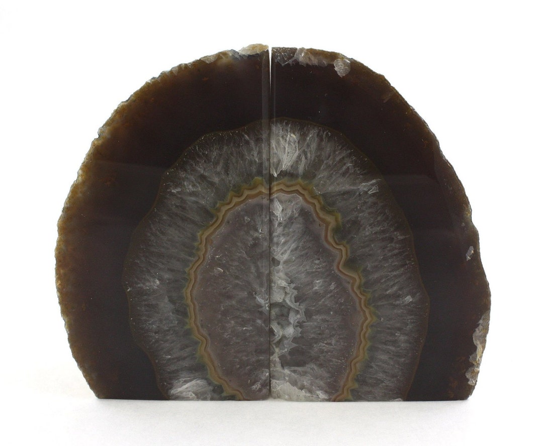 Pair of Small Natural Color 1lb - 3lbs of Polished Agate Geode Halves ...