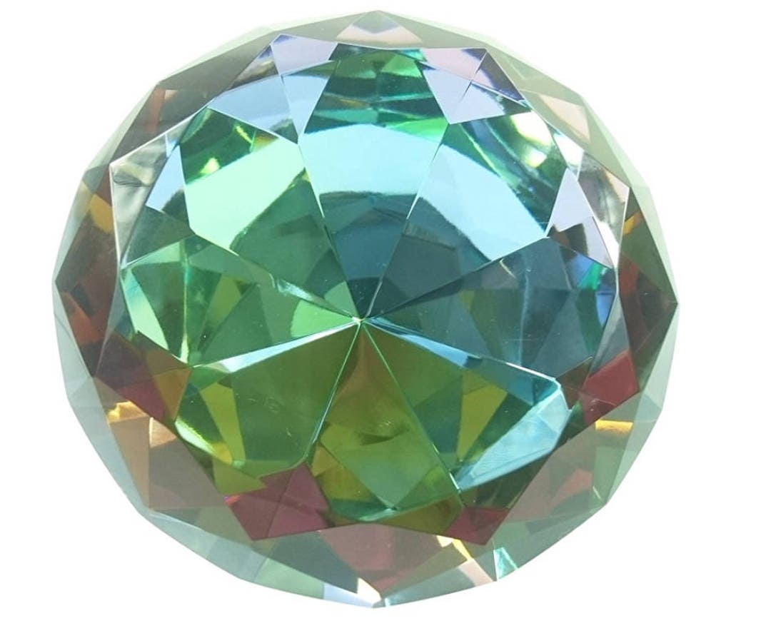 Rainbow 100mm Cut Glass Diamond Shaped Crystal, Elegant Sparkling Glass ...