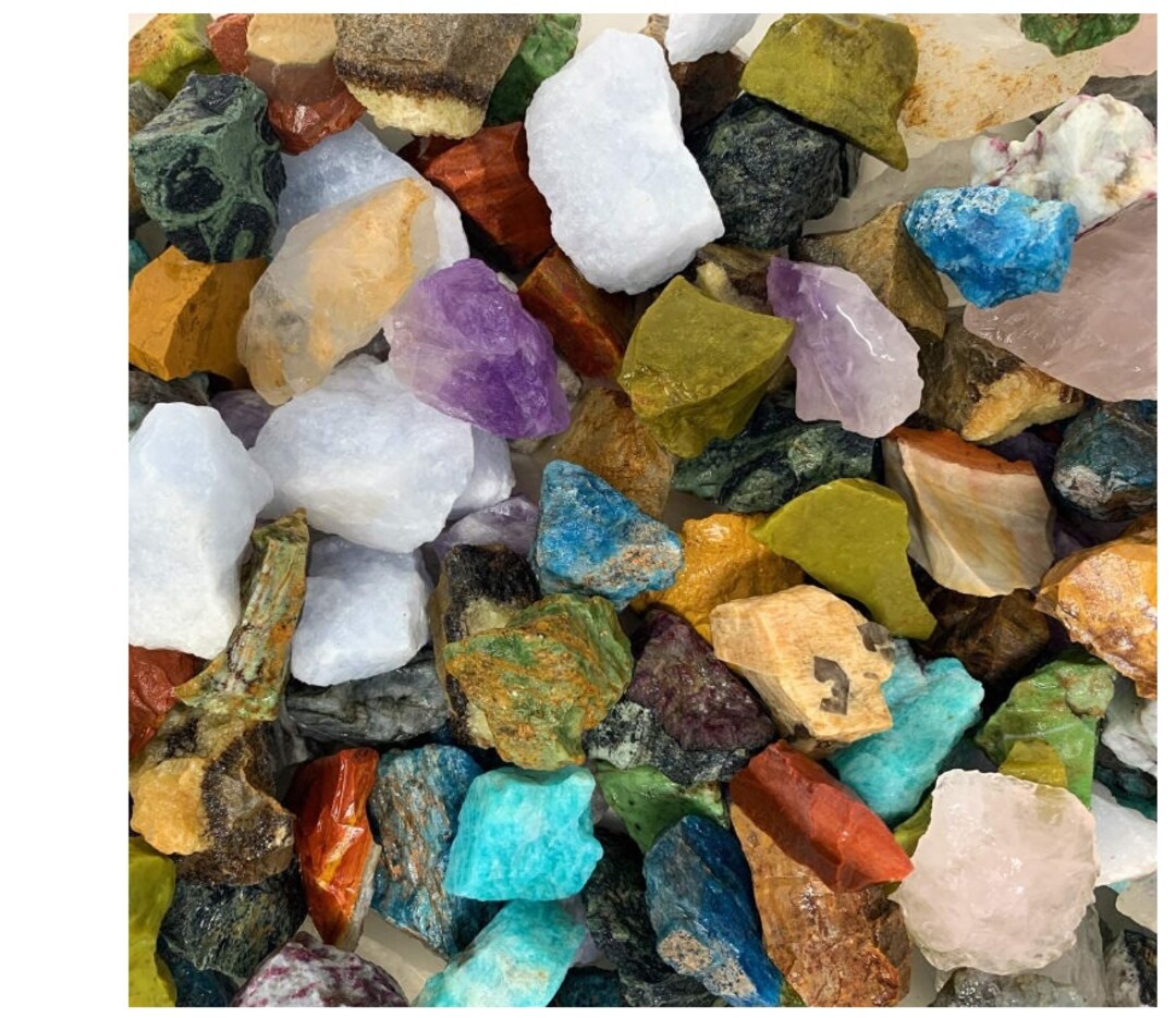 2 Pounds of 12 Stone Mix Madagascar Rough Gemstone Labradorite, Rose ...