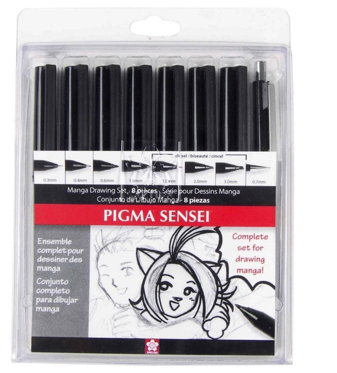 Manga 8 Piece Pigma Sensei Manga Drawing Kit Gift for Self or | Etsy