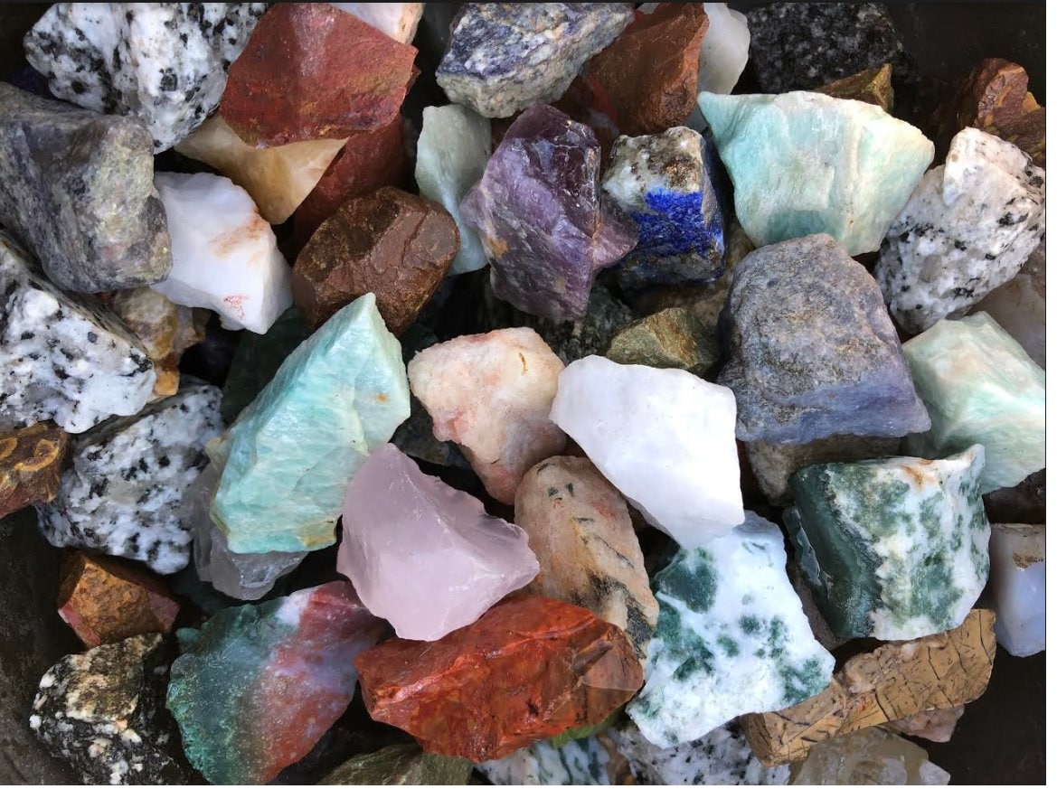 1 Pound of India Mix 1" Size Bulk Rough Tumbling Rocks Assorted Mix of ...