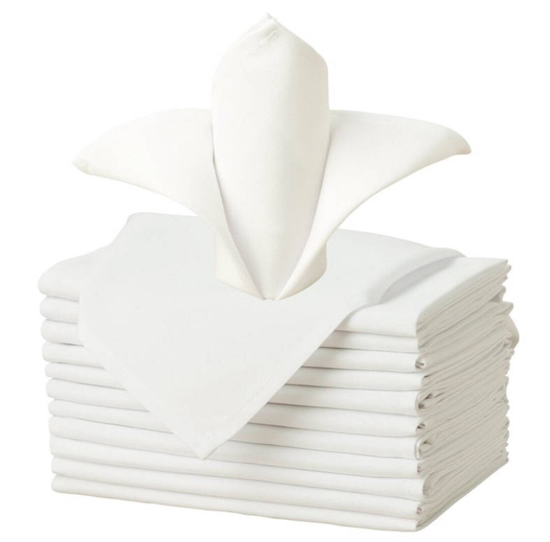 Ivory Wedding Napkins 17 by 17" Solid Polyester Napkins 12 Count ...