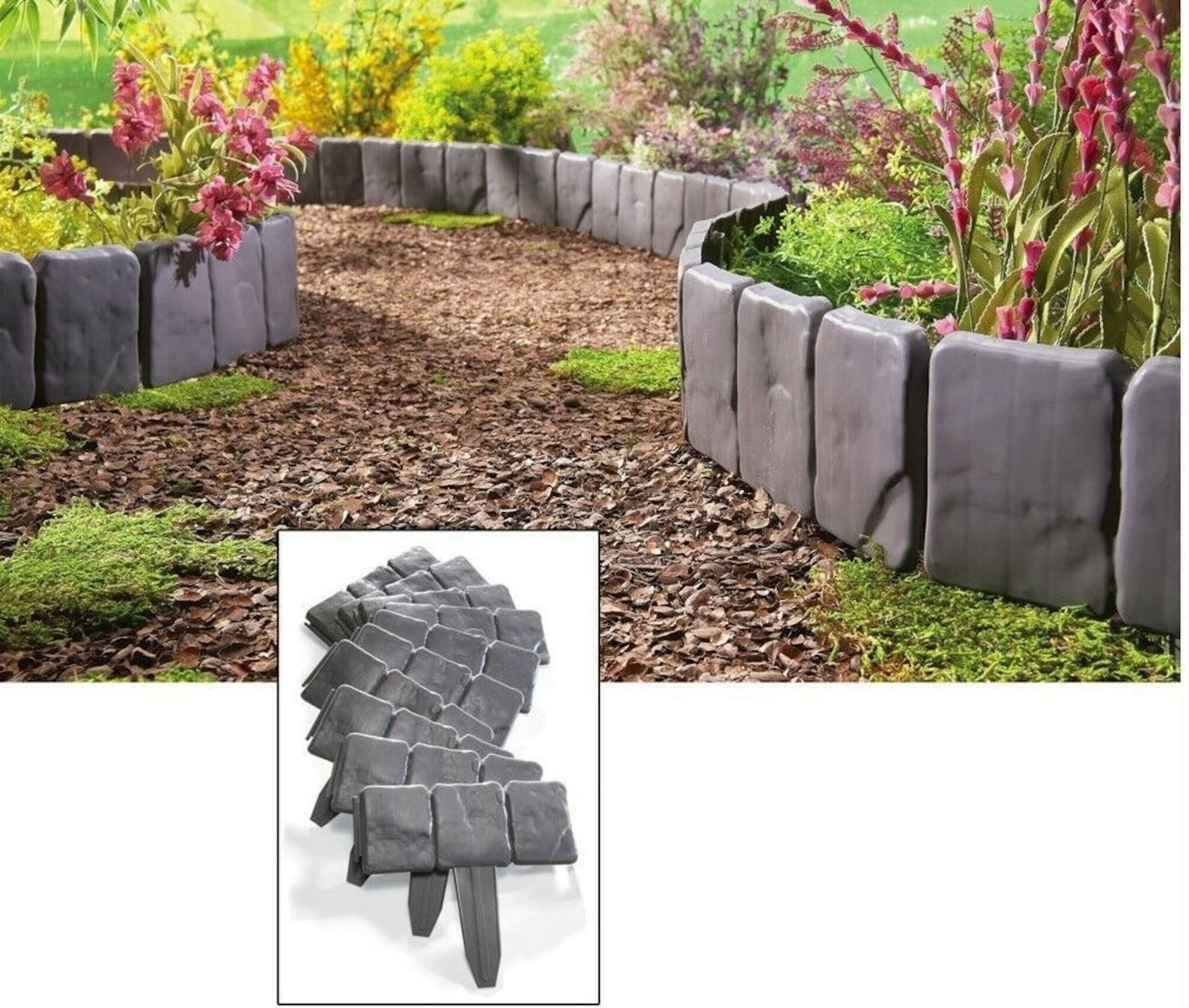 Interlocking Faux Stone Border Edging DIY 10 Piece Garden - Etsy