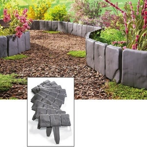 Interlocking Faux Stone Border Edging DIY, 10 Piece Garden Borders for ...