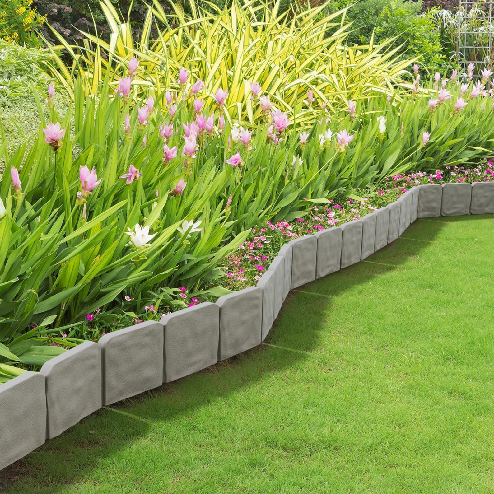 Interlocking Faux Stone Border Edging DIY, 10 Piece Garden Borders for ...