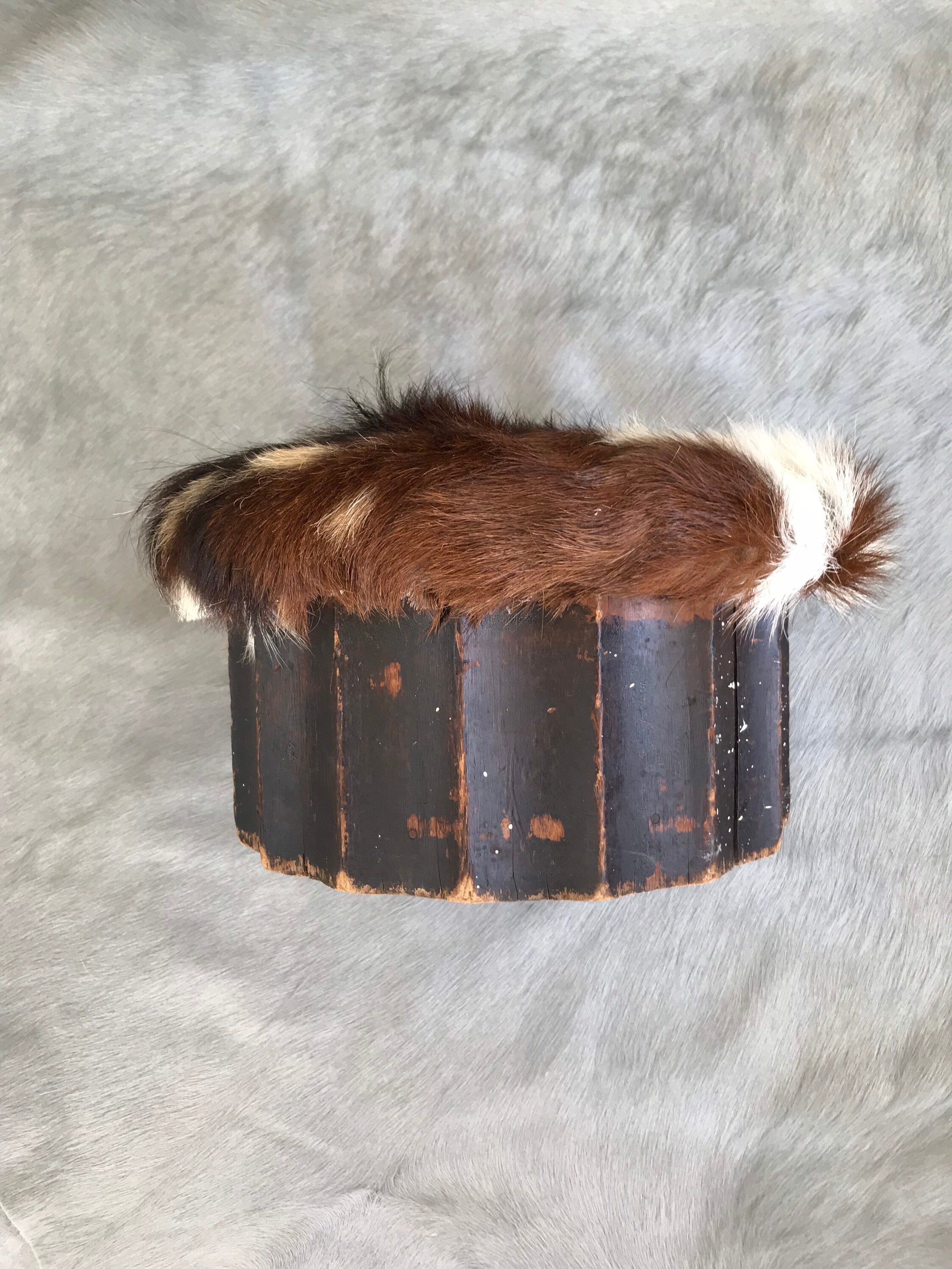 Antique Architectural Stool Capital Cowhide Goat Hide Hair Hide ...