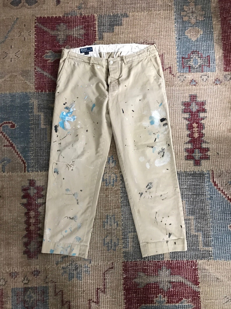 Ralph Lauren Paint Splatter Pants Painters Pants Paint Splashed Pollack Paint Splattered Ralph ...