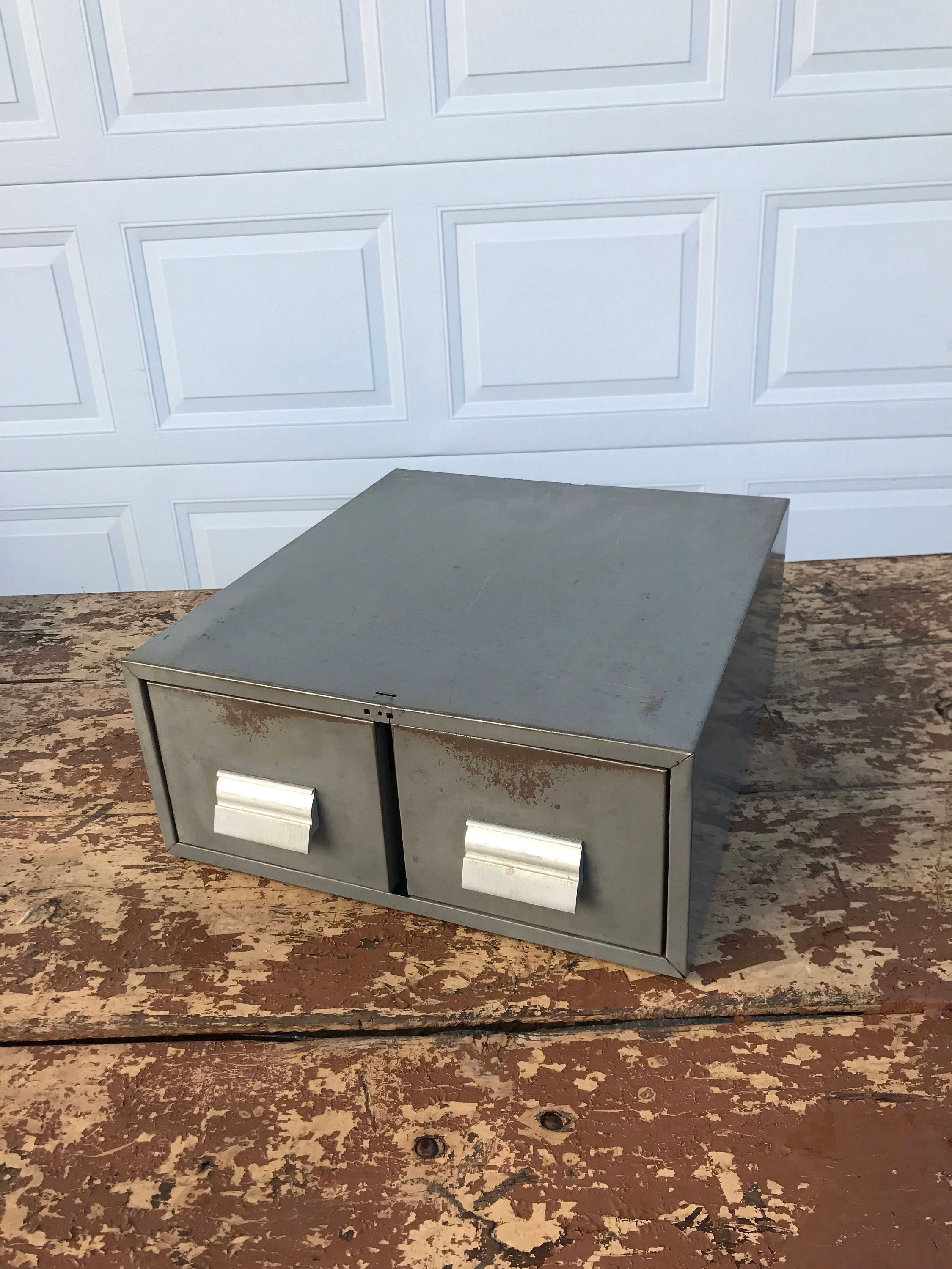 Antique Industrial Metal Drawers, Industrial Drawer Unit, Card ...