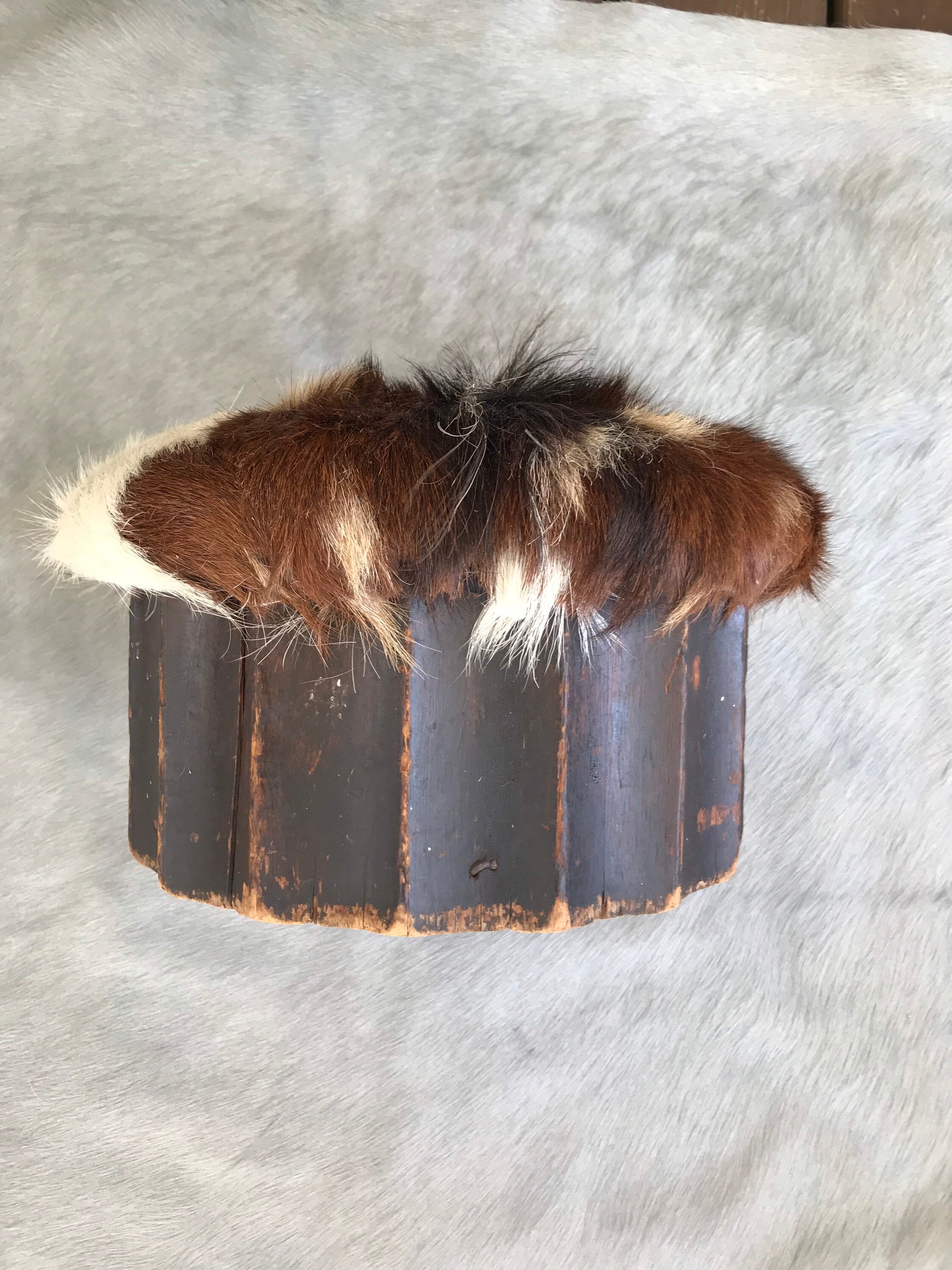 Antique Architectural Stool Capital Cowhide Goat Hide Hair Hide ...