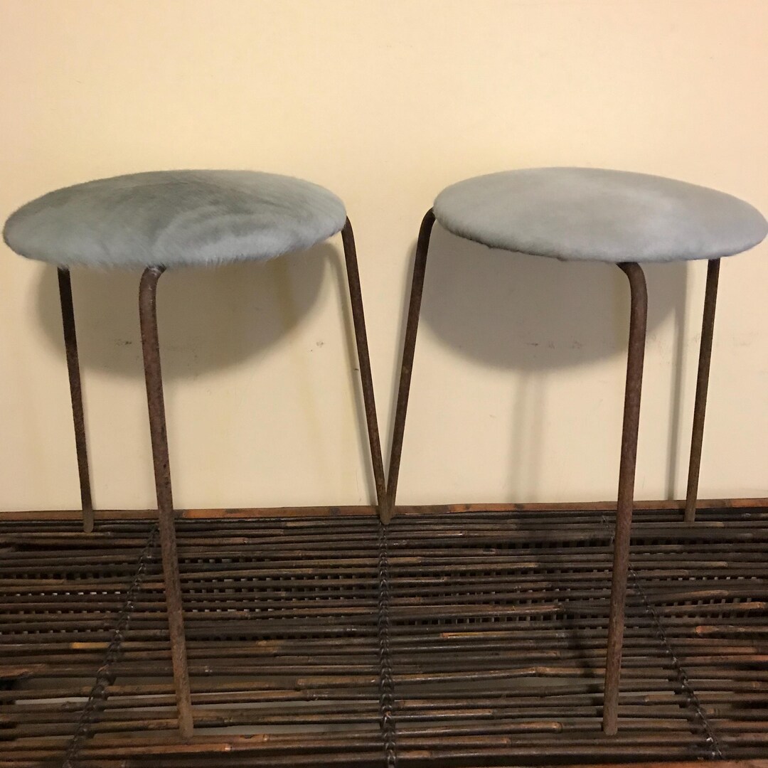Antique Cowhide Spider Stools Hair Hide Stools Mid Century Modern ...