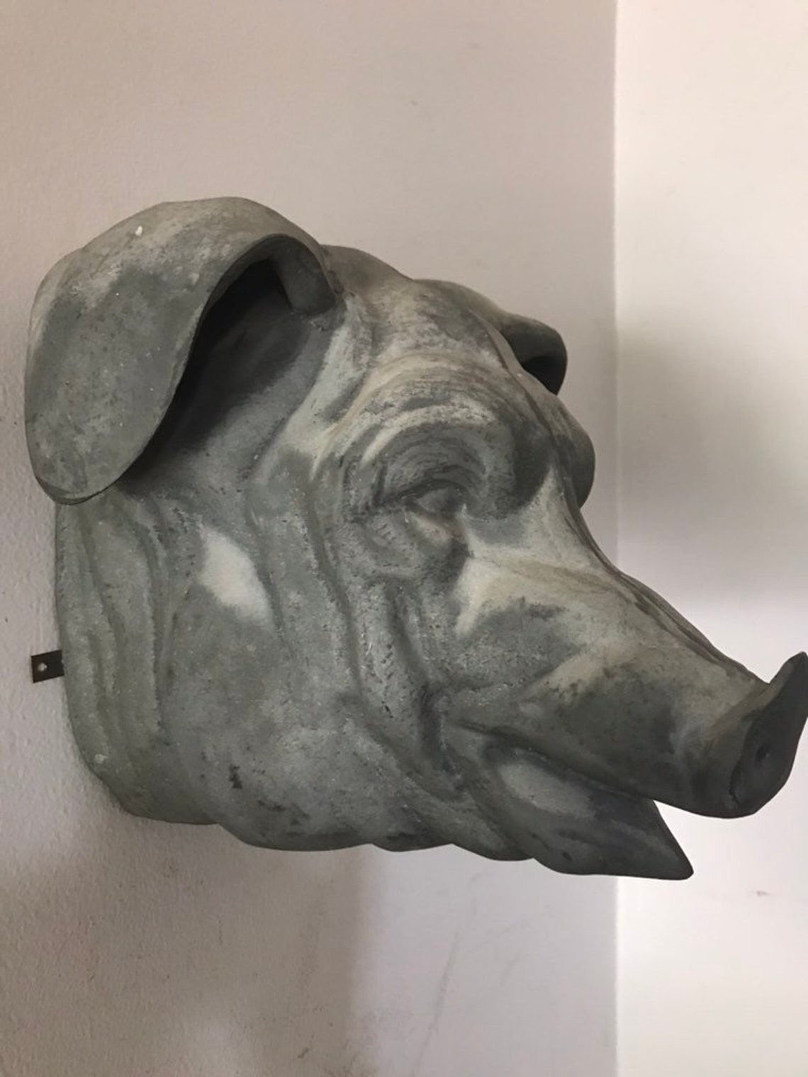 Antique French Zinc Boar Head French Butchers Pig Mount Trade Sign Zinc ...
