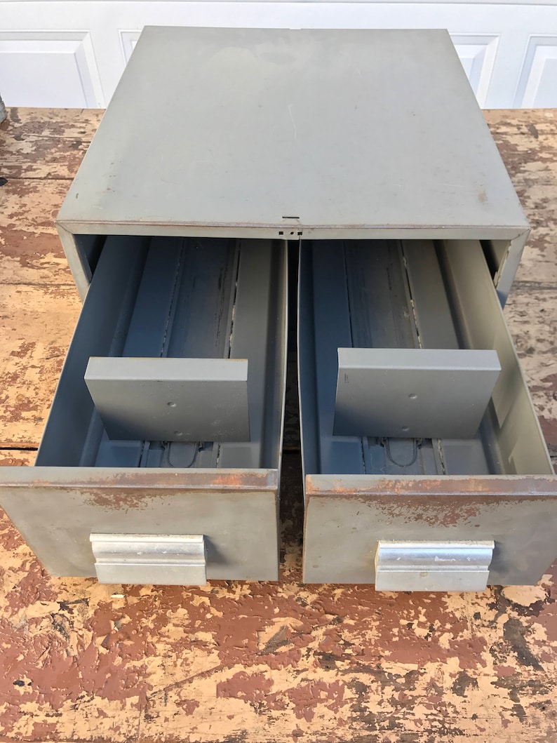 Antique Industrial Metal Drawers Industrial Drawer Unit Card | Etsy