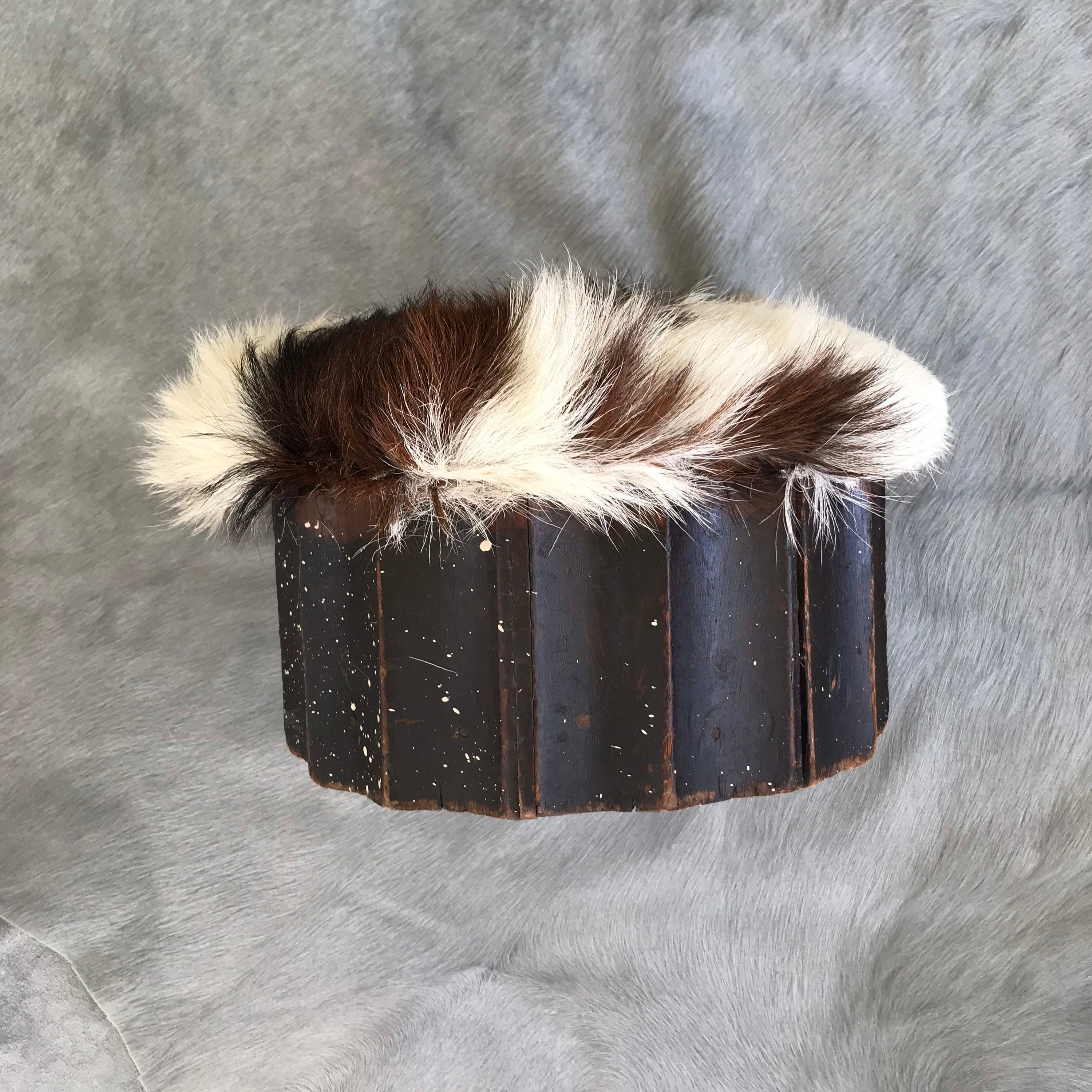 Antique Architectural Stool Capital Cowhide Goat Hide Hair Hide ...