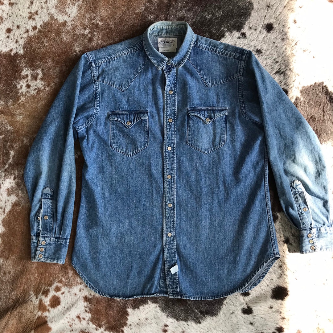 Ralph Lauren Denim Shirt Western Snap Shirt Cotton Southwest Polo ...
